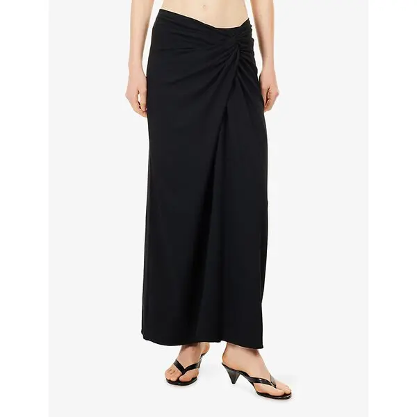 ME+EM Knotted Mid-rise Cotton-jersey Maxi Skirt