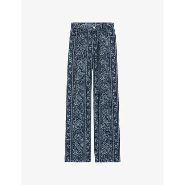 Claudie Pierlot Paisley-print Straight-leg Denim Jeans - Navy Print