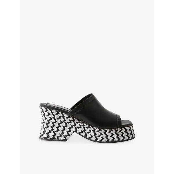 Claudie Pierlot Two-tone Braided Raffia-leather Mules