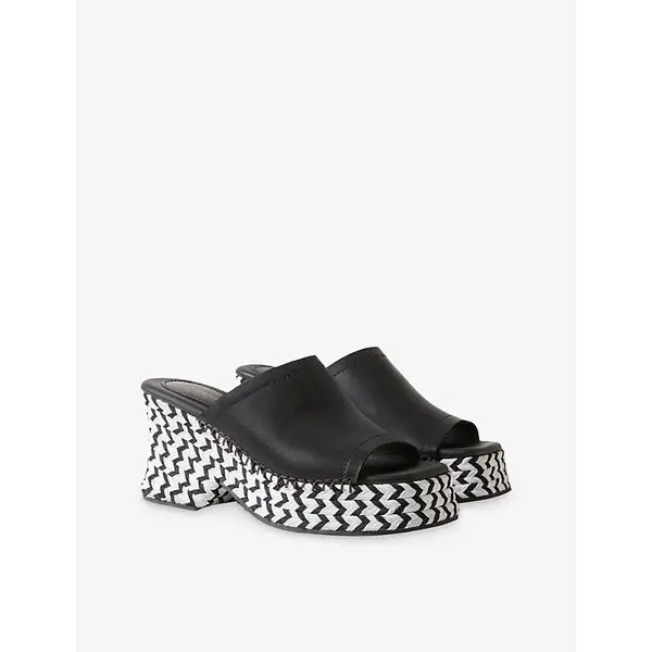 Claudie Pierlot Two-tone Braided Raffia-leather Mules