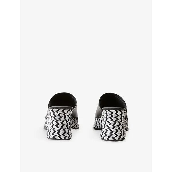 Claudie Pierlot Two-tone Braided Raffia-leather Mules