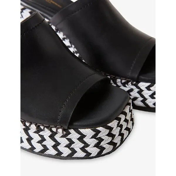 Claudie Pierlot Two-tone Braided Raffia-leather Mules