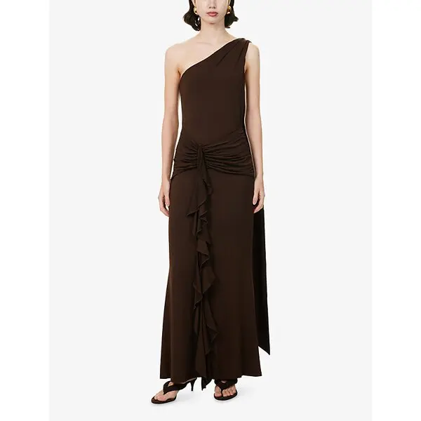 PRETTY LAVISH Celina Draped Stretch-jersey Maxi Dress