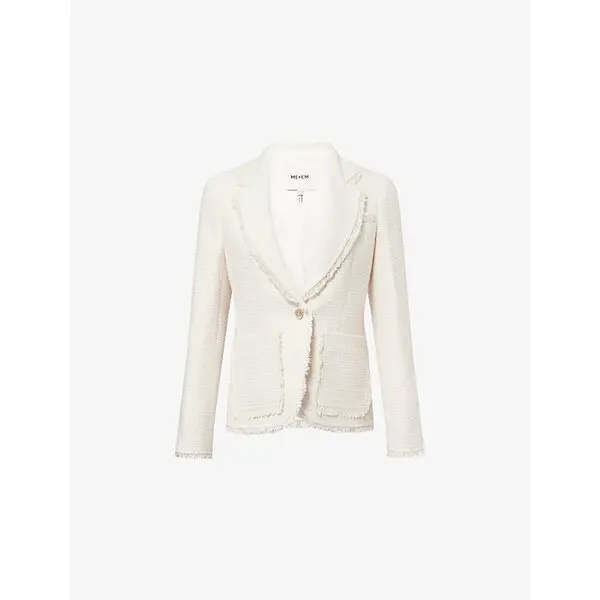 ME+EM Frayed-edge Textured Cotton-blend Blazer