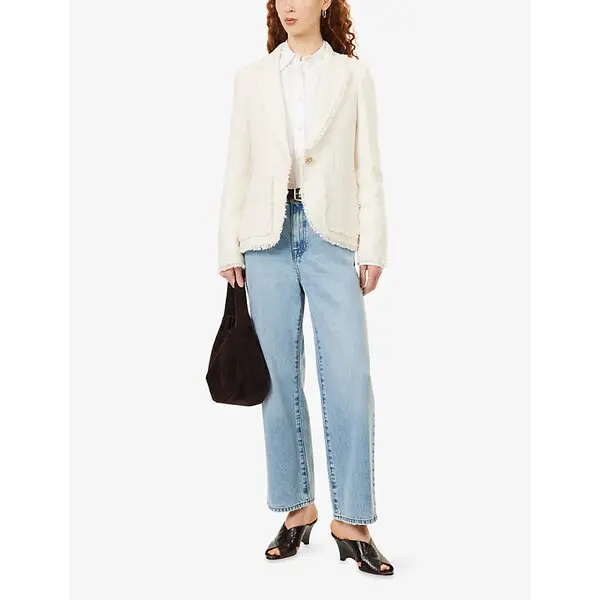 ME+EM Frayed-edge Textured Cotton-blend Blazer