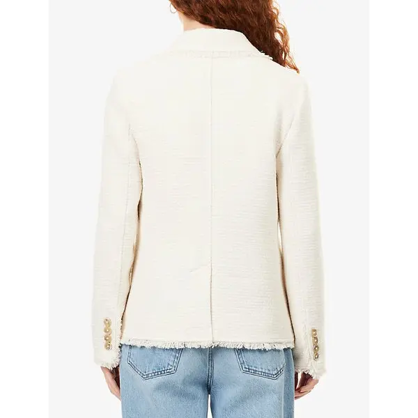 ME+EM Frayed-edge Textured Cotton-blend Blazer