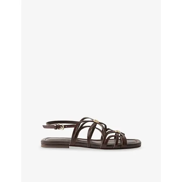 Claudie Pierlot Medallion Flat Leather Sandals
