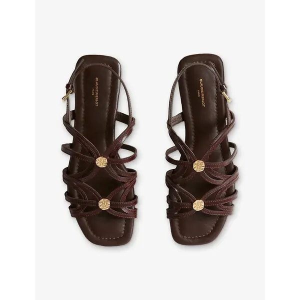 Claudie Pierlot Medallion Flat Leather Sandals