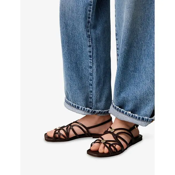 Claudie Pierlot Medallion Flat Leather Sandals