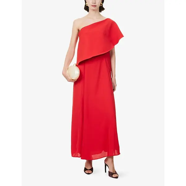 PRETTY LAVISH Liv Draped Asymmetric Crepe Maxi Dress
