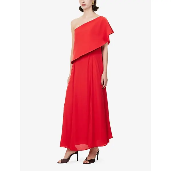 PRETTY LAVISH Liv Draped Asymmetric Crepe Maxi Dress