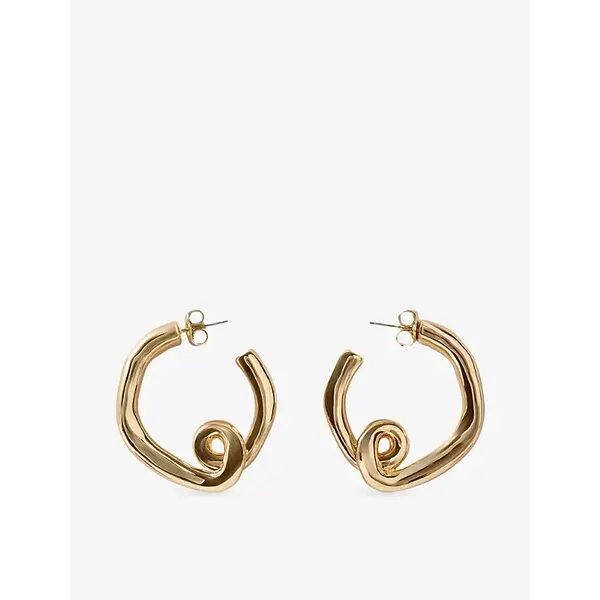 Claudie Pierlot Engraved Brass Hoop Earrings