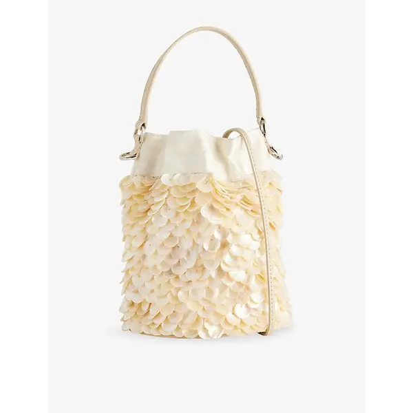 Staud Lila Mini Pearl Oyster Shell Bucket Bag
