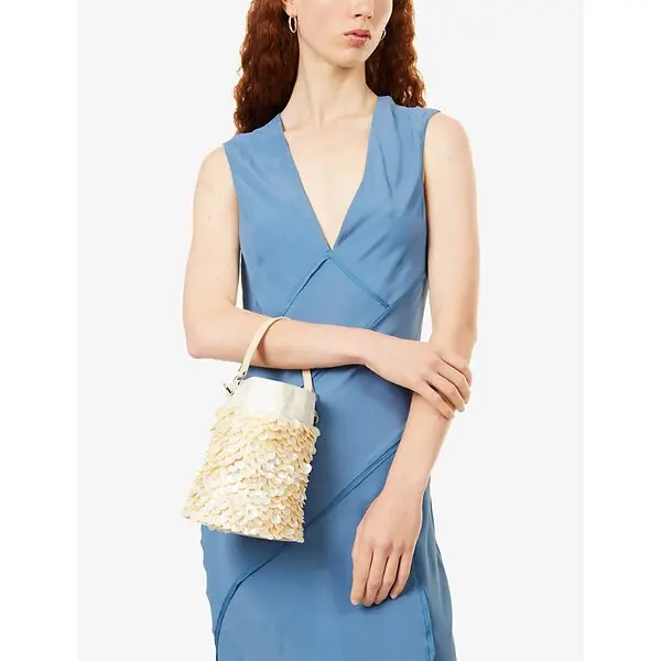 Staud Lila Mini Pearl Oyster Shell Bucket Bag