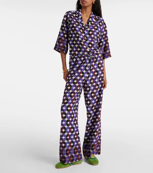 Dries Van Noten Geometric Print Crepe Bowling Shirt