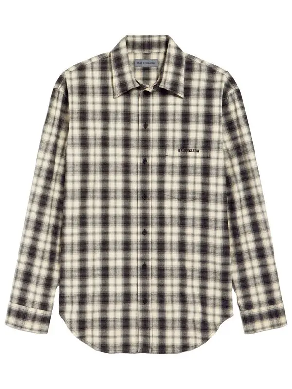 Balenciaga Regular Fit Cotton Check Flannel Shirt
