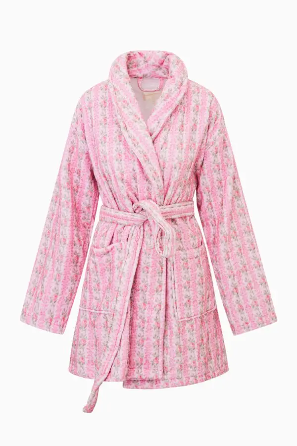 LoveShackFancy Indie Cotton Bath Robe - Strawberry Macaroon