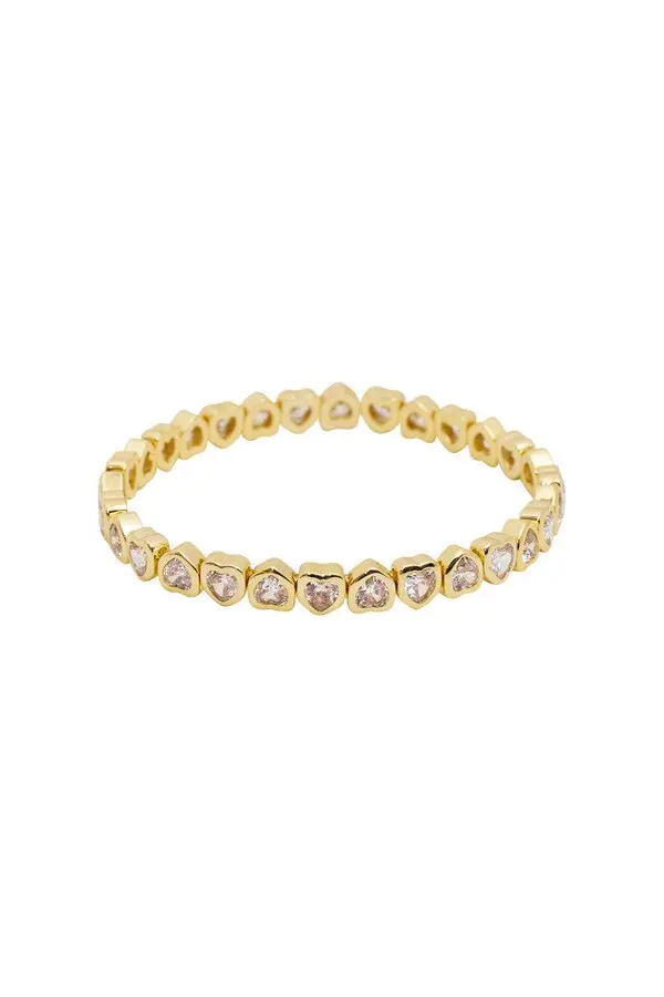 LoveShackFancy Heart Shaped Tennis Bracelet - Gold