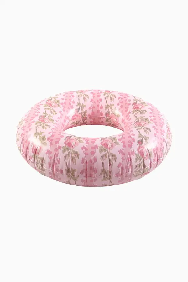 LoveShackFancy Floral Print Pool Float - Strawberry Macaroon