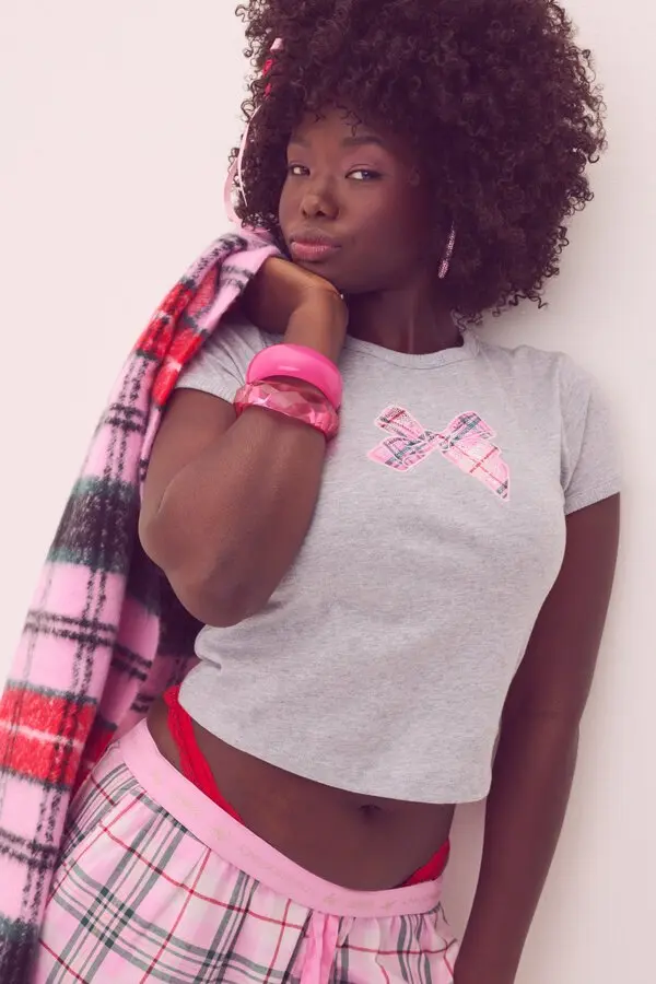 LoveShackFancy X Pink Cotton Baby Tee - Vs White