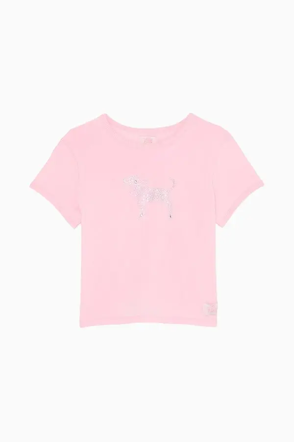 LoveShackFancy X Pink Cotton Baby Tee - Vs White