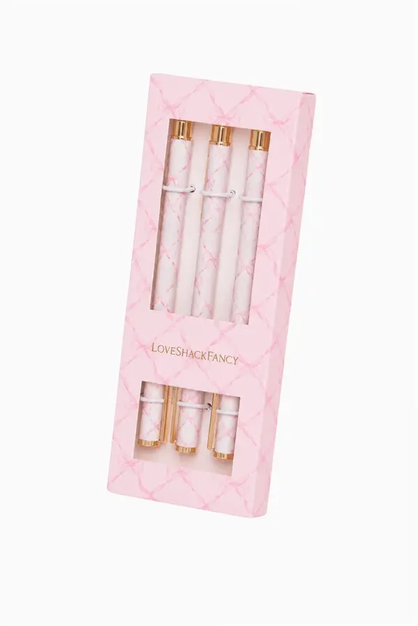 LoveShackFancy Heirloom Print Pen Set - Pink Peppermint