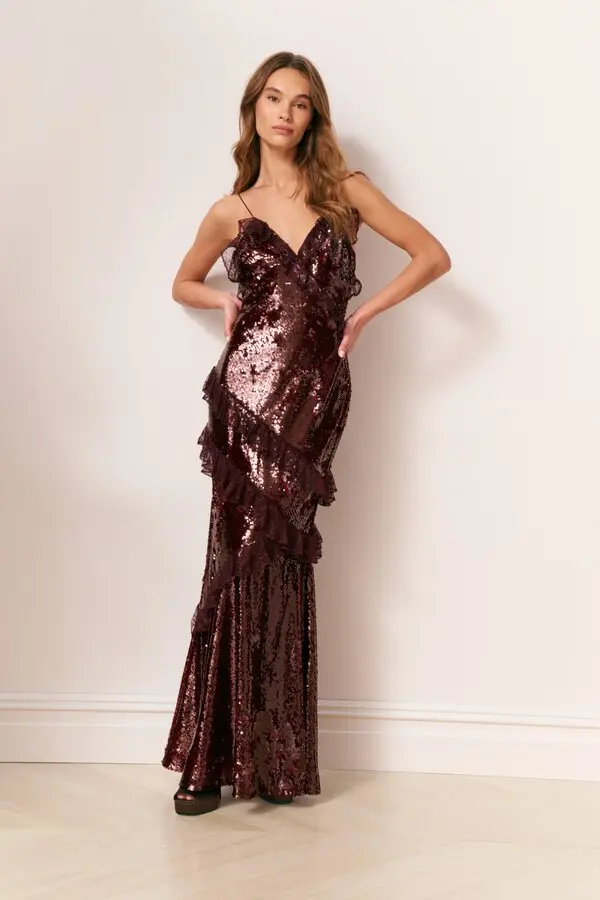 LoveShackFancy Rialto Sequin Maxi Dress
