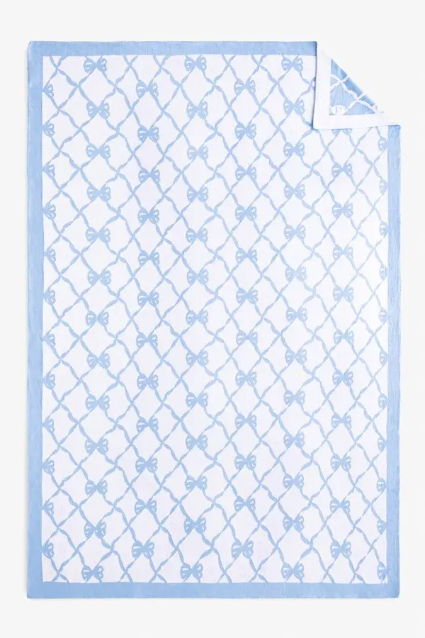 LoveShackFancy Customization Test Bow Throw Blanket - Soft Blue