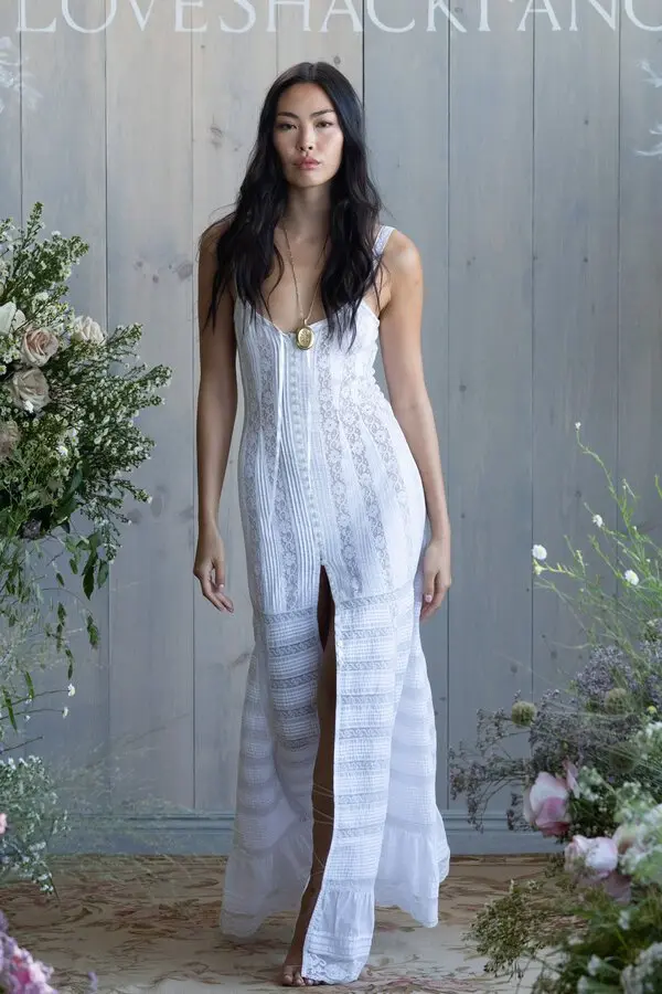 LoveShackFancy Calyx Cotton Maxi Dress With Lace Insets