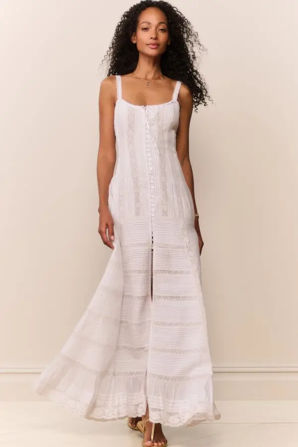 LoveShackFancy Calyx Cotton Victorian Maxi Dress