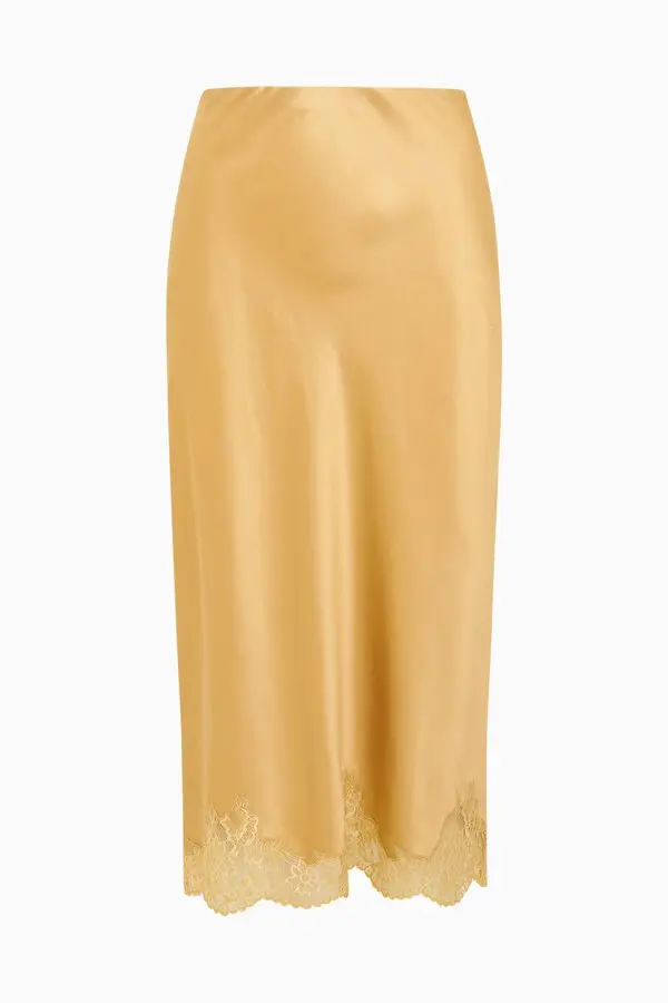 LoveShackFancy Malina Silk Midi Skirt - Deep Rose