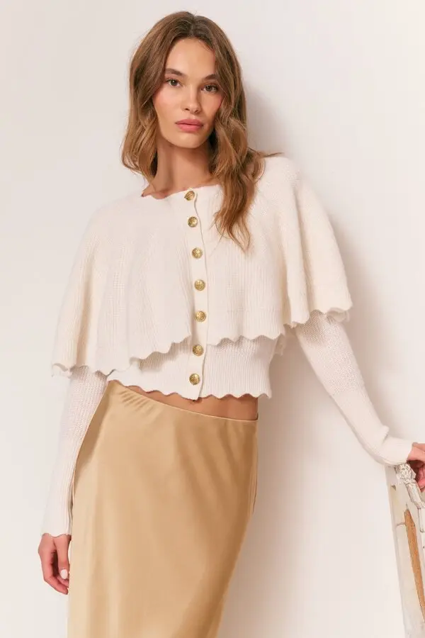 LoveShackFancy Daelyn Cashmere Cape Cardigan