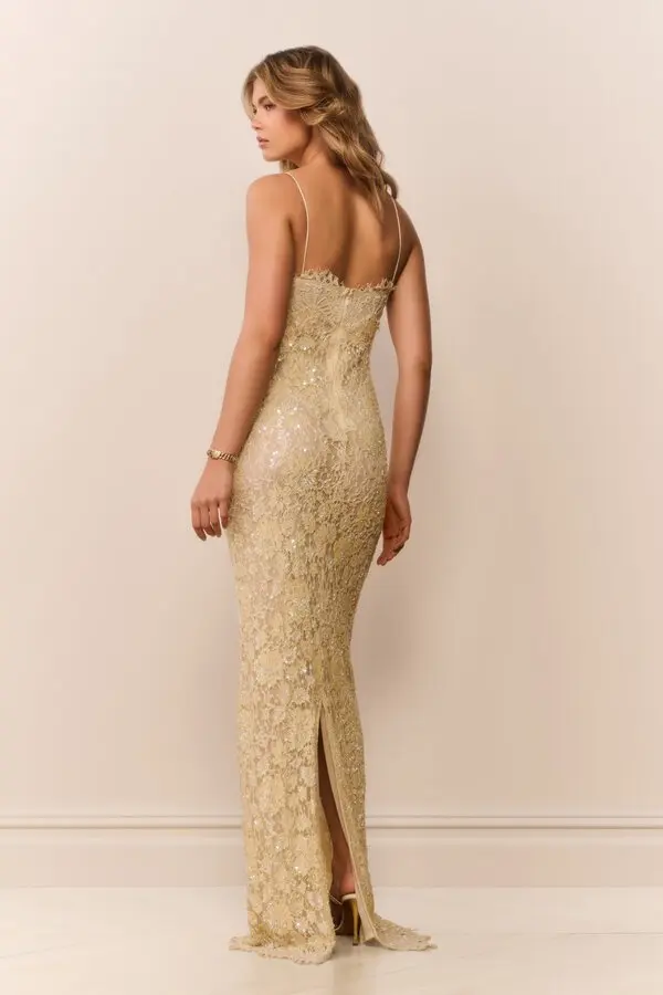 LoveShackFancy Ciona Sequin Lace Gown