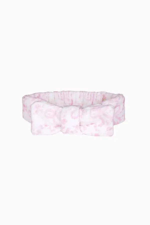 LoveShackFancy Bow Print Face Wash Beauty Headband - Chantilly