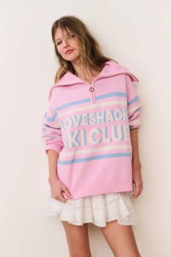 LoveShackFancy Mitsy Wool Ski Club Sweater