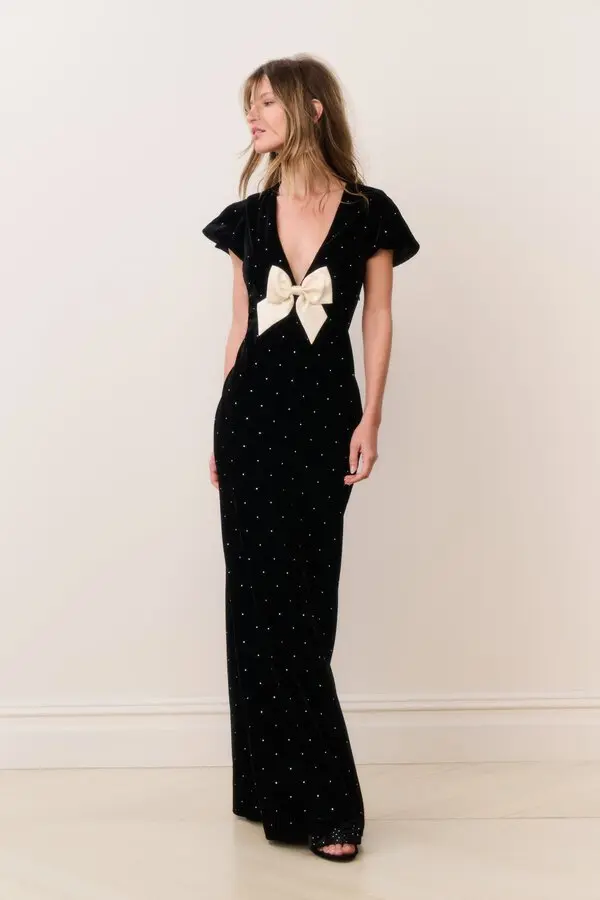 LoveShackFancy Melora Velvet Maxi Dress