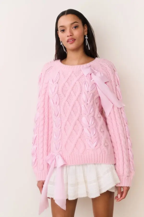 LoveShackFancy Kloss Alpaca-blend Ribbon Pullover - Ballet Slipper