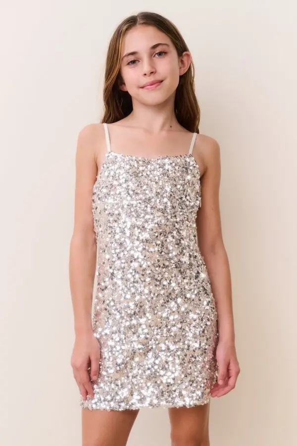 LoveShackFancy Sequin Mini Dress - Gold