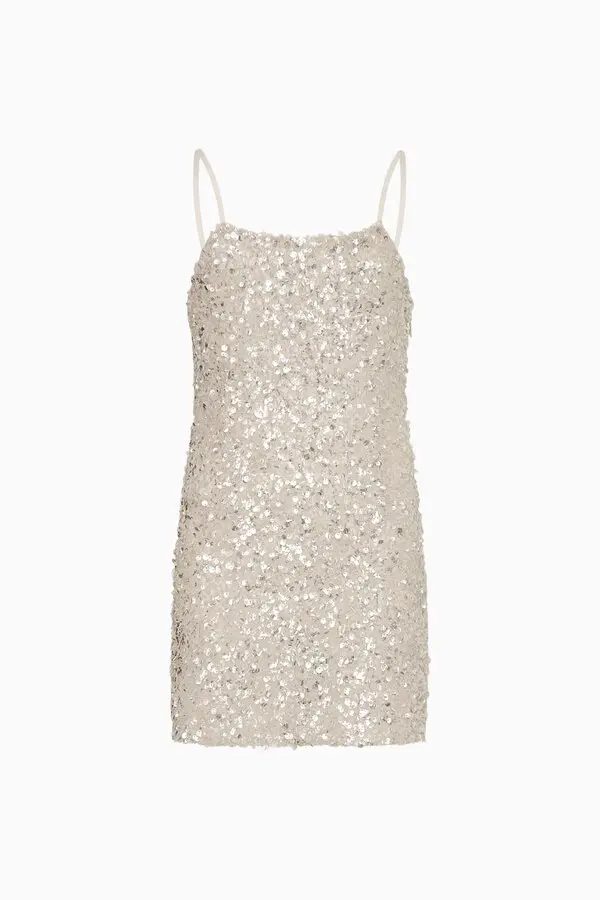 LoveShackFancy Sequin Mini Dress - Gold