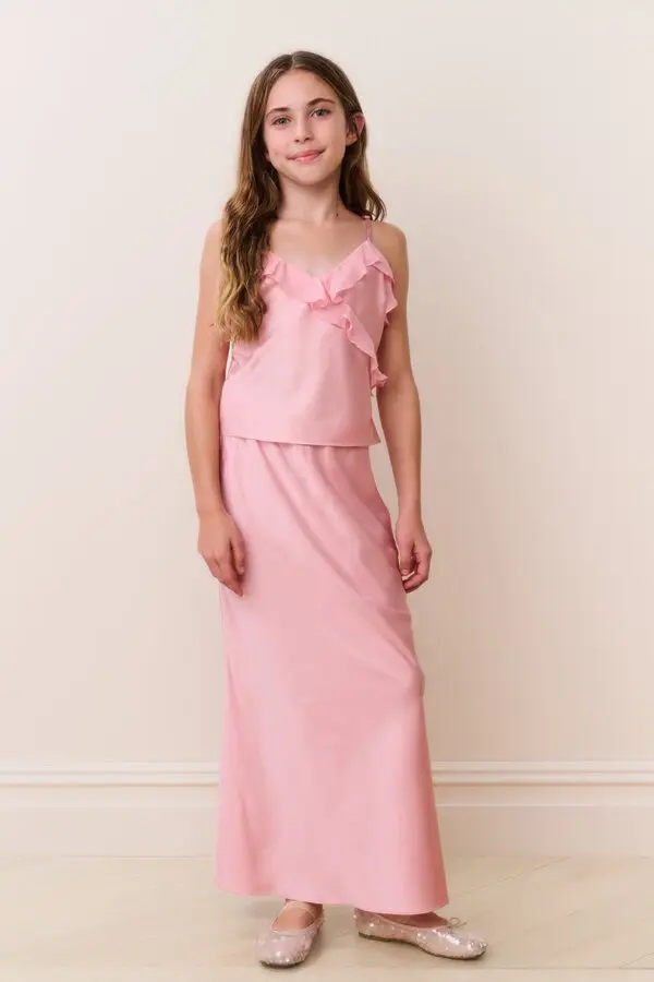 LoveShackFancy Tween Thyme Charmeuse Maxi Skirt