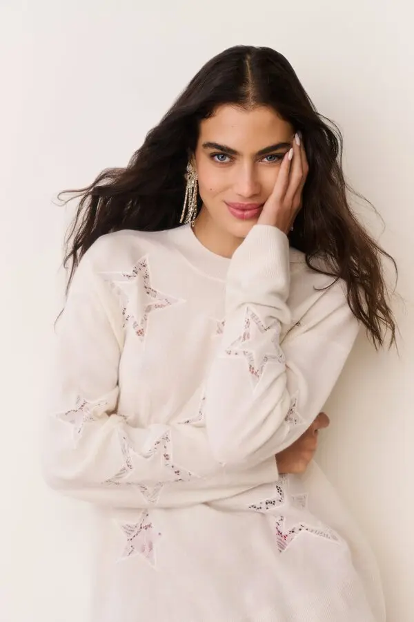 LoveShackFancy Westcott Wool-cashmere Lace Star Pullover
