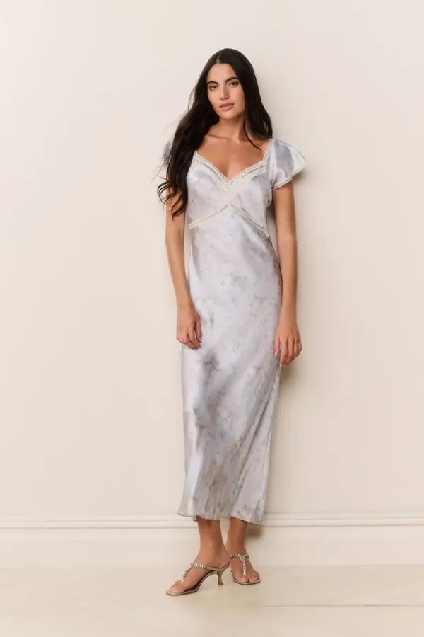 LoveShackFancy Eline Silk Floral Maxi Dress