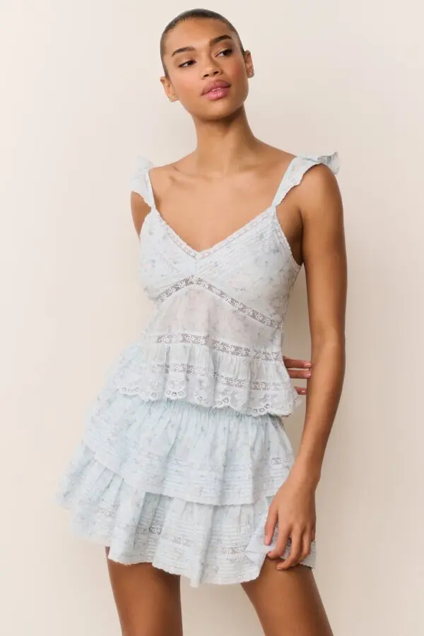 LoveShackFancy Lainie Floral Cotton Top