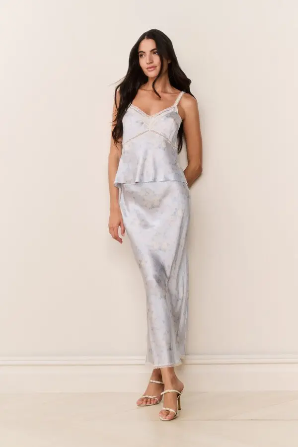 LoveShackFancy Kalo Silk-blend Floral Maxi Skirt
