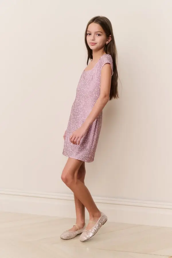 LoveShackFancy Liselle Sequin Mesh Mini Dress - Black
