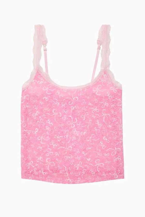 LoveShackFancy Pink X Printed Forever Lace Tank