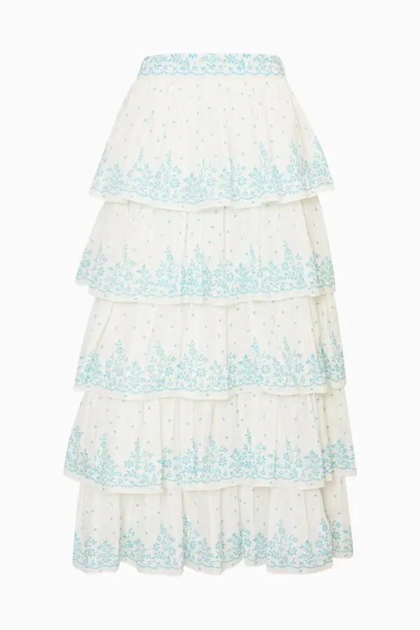 LoveShackFancy Re-edition Julieta Cotton Tiered Maxi Skirt