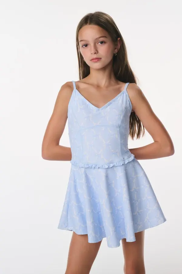 LoveShackFancy Tween Sariah Bow Print Active Dress