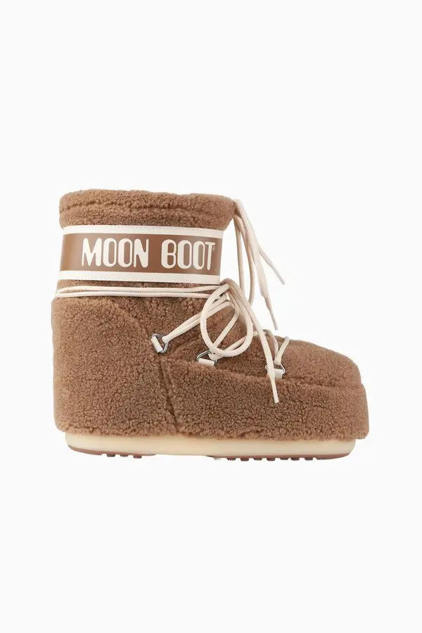 LoveShackFancy Moon Boot Icon Low Camel Fleece Boots