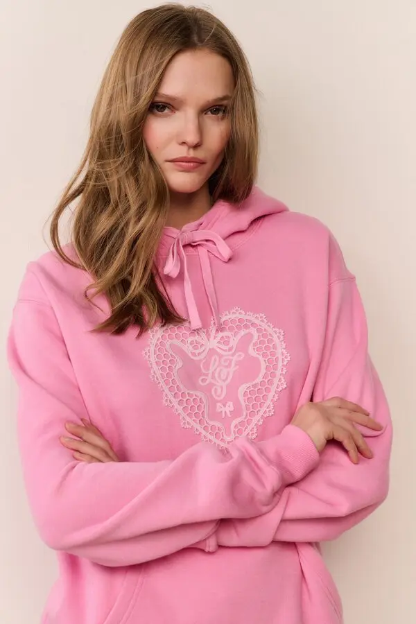 LoveShackFancy Nacova Heart Doily Fleece Hoodie